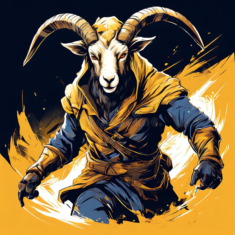 A Bold and Unique Vector Illustration of an Assassin-themed Goat ...