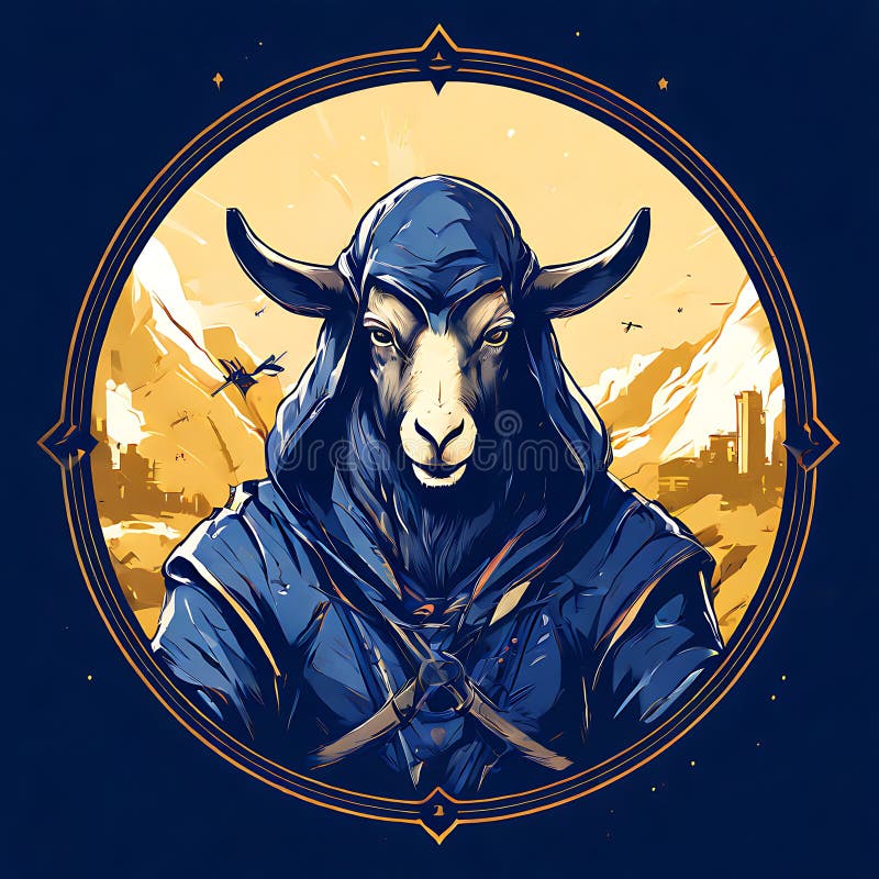 A Bold and Unique Vector Illustration of an Assassin-themed Goat ...