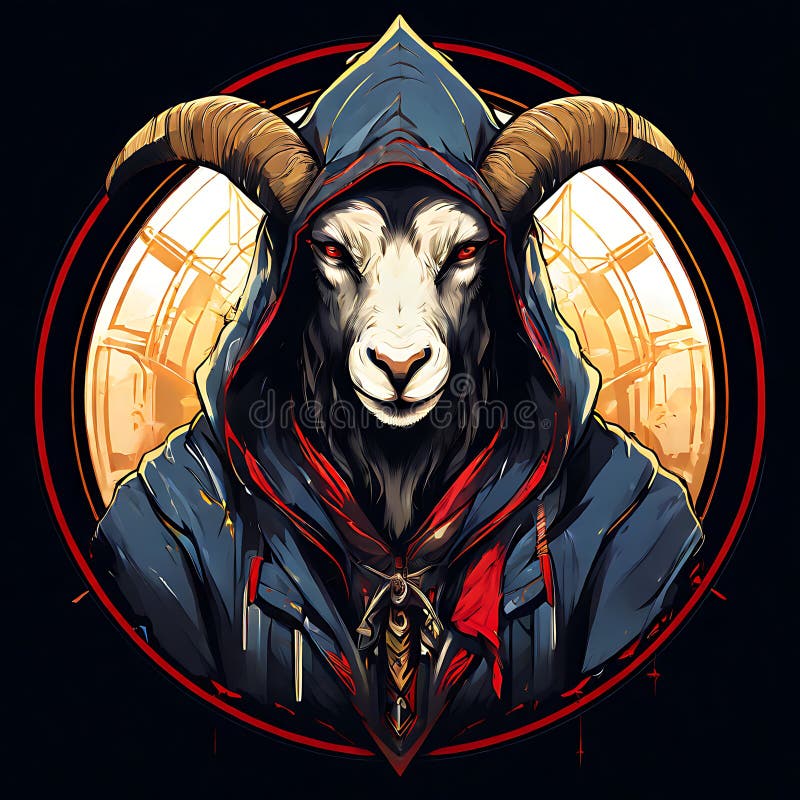 A Bold and Unique Vector Illustration of an Assassin-themed Goat ...