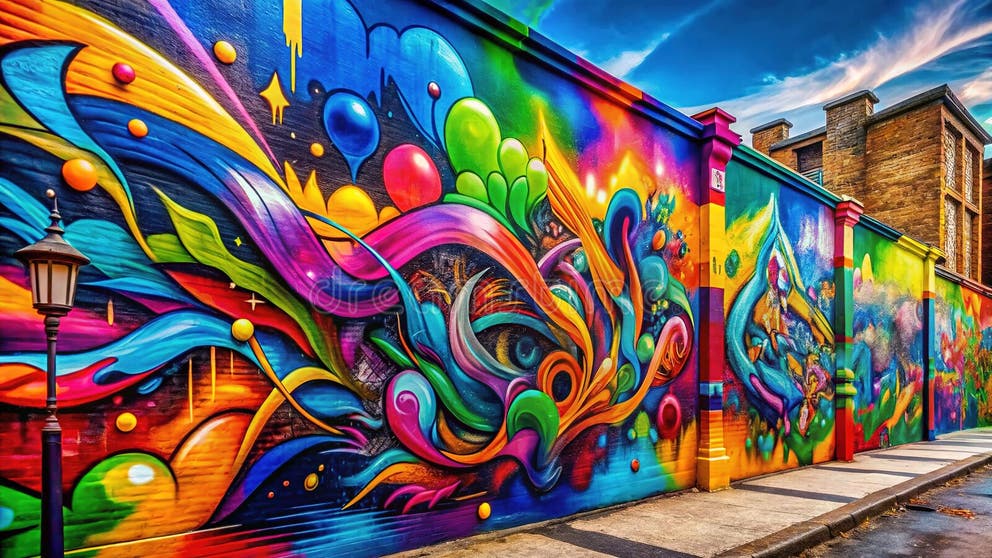 Bold Urban Canvas a Vibrant Abstract Graffiti Mural Exploding with ...