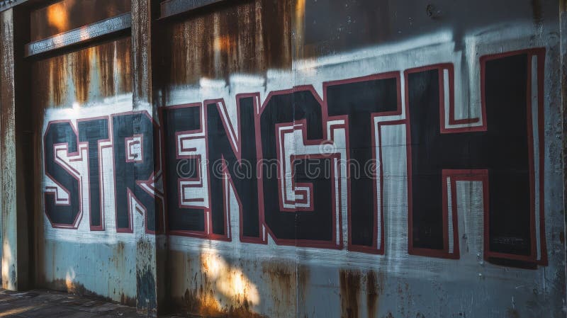 Bold Urban Graffiti Featuring the Word STRENGTH in Striking Colors ...