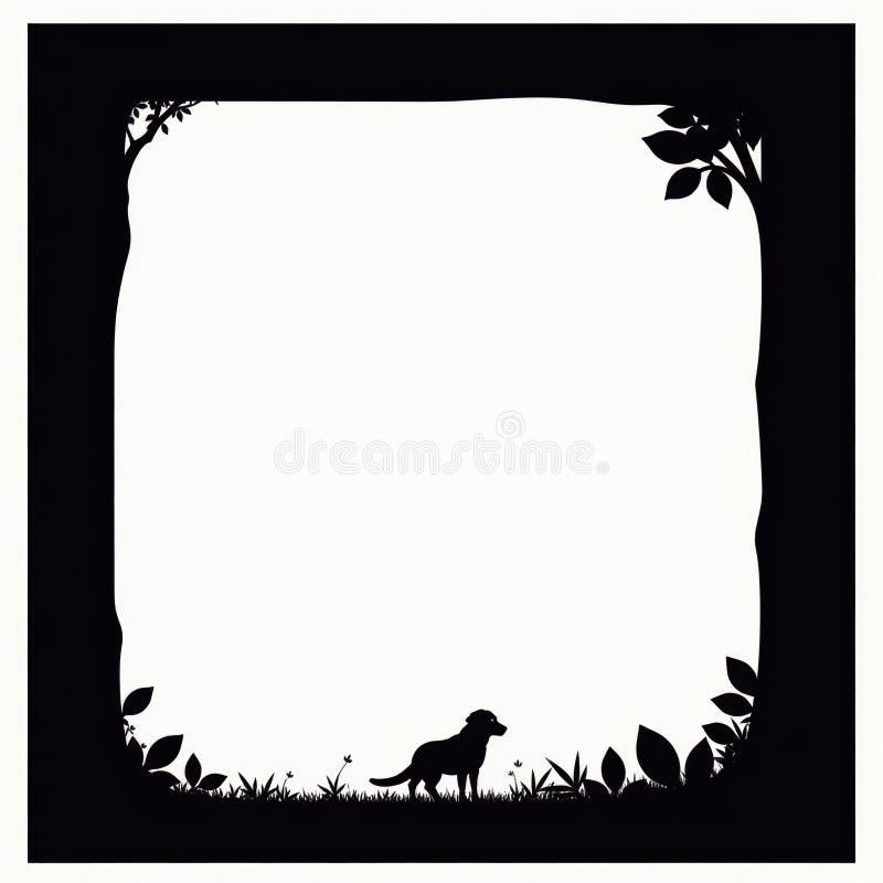 Bold Vector Frame Silhouette, Stark Contrast Against White , Border ...
