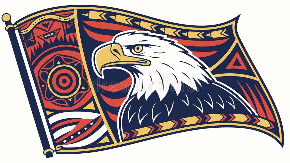 Vibrant Eagle Head Tribal Flag Design, Symbol of Freedom, Vector Design ...