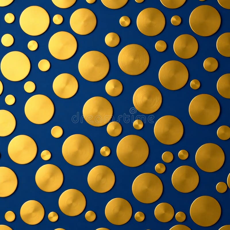 Vibrant Golden Circular Discs on a Striking Blue Background with Light ...
