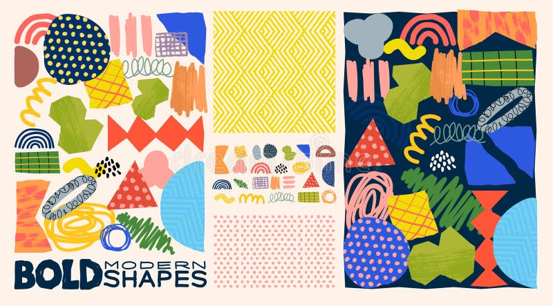 Bold and Vibrant Collage Shapes and Patterns Stock Vector ...