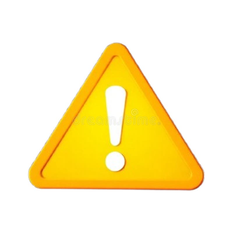 A Bold, Vibrant 3D Caution Symbol Featuring a Triangular Shape Stock ...