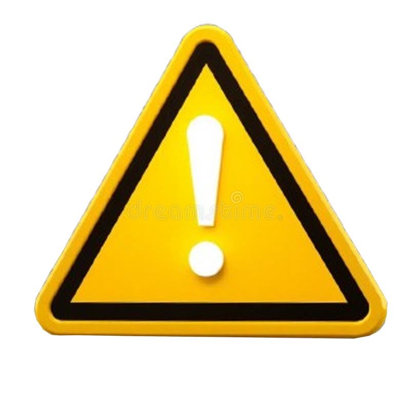 A Bold, Vibrant 3D Caution Symbol Featuring a Triangular Shape Stock ...