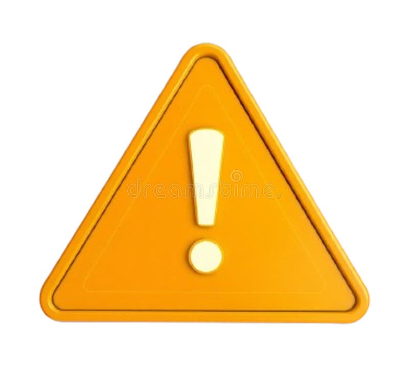 A Bold, Vibrant 3D Caution Symbol Featuring a Triangular Shape Stock ...