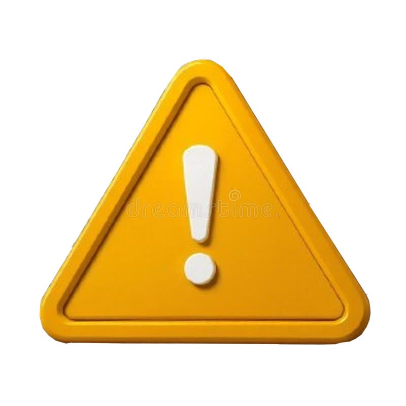 A Bold, Vibrant 3D Caution Symbol Featuring a Triangular Shape Stock ...