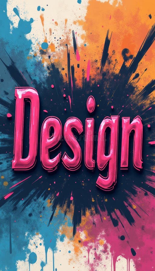 Bold and Vibrant Design Text Bursting with Color Stock Photo - Image of ...