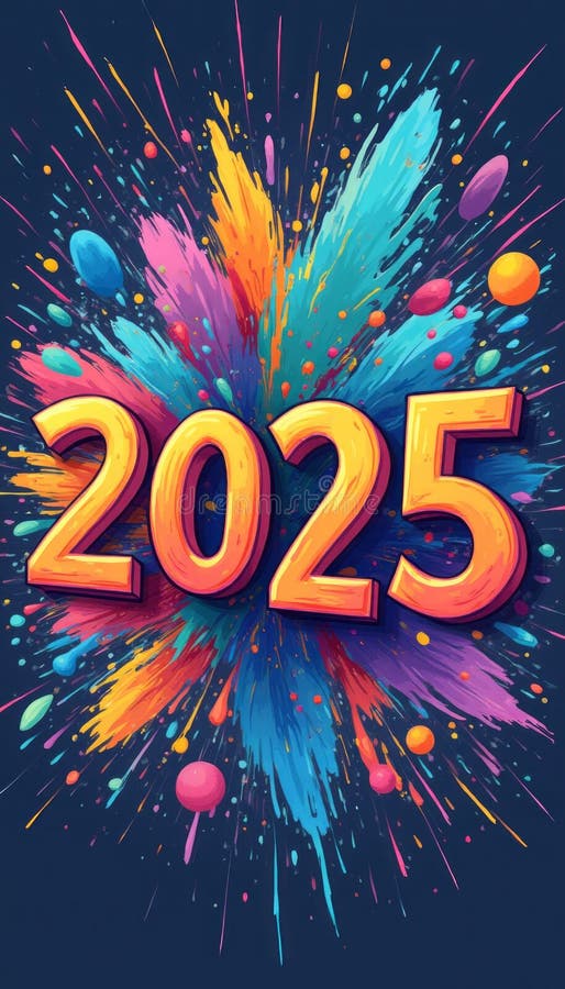 Bold and Vibrant 2025 Explosion Stock Photo - Image of festive ...