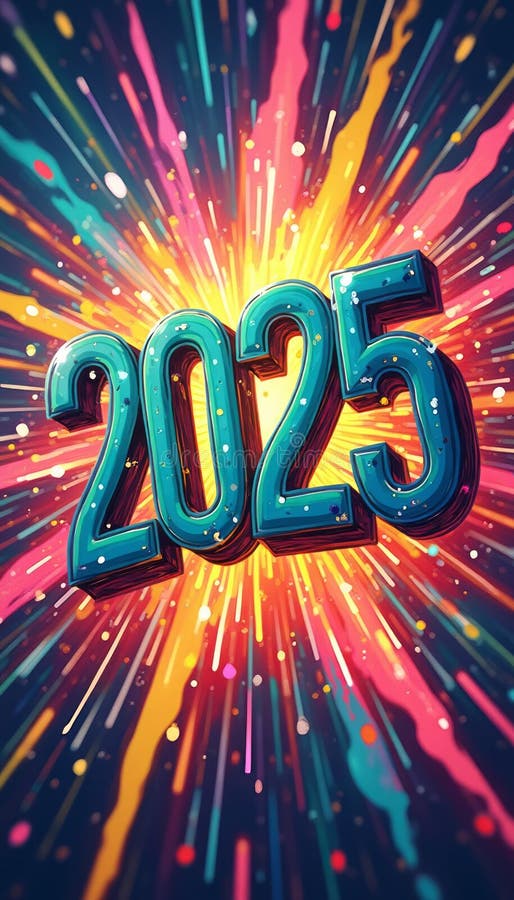 Bold and Vibrant 2025 Explosion Stock Image - Image of 2025, party ...