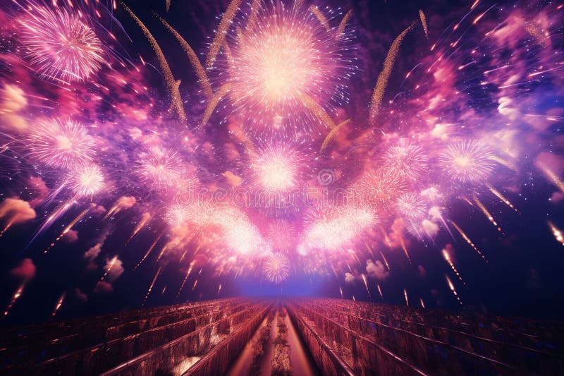 Bold and Vibrant Fireworks Forming a Spectacular Stock Illustration ...