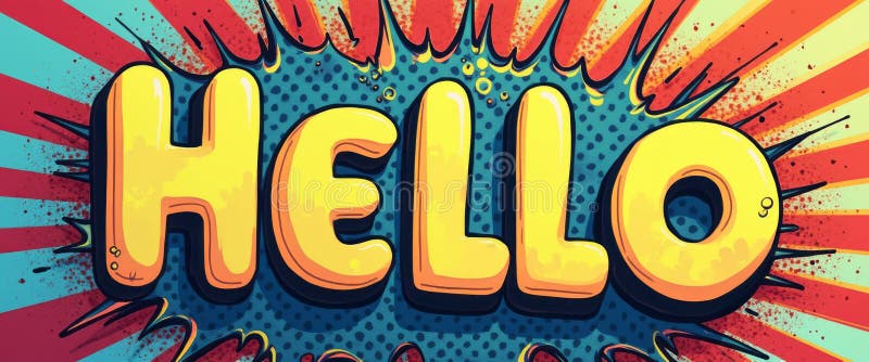 Bold and Vibrant HELLO Graphic with Explosive Background Stock Image ...