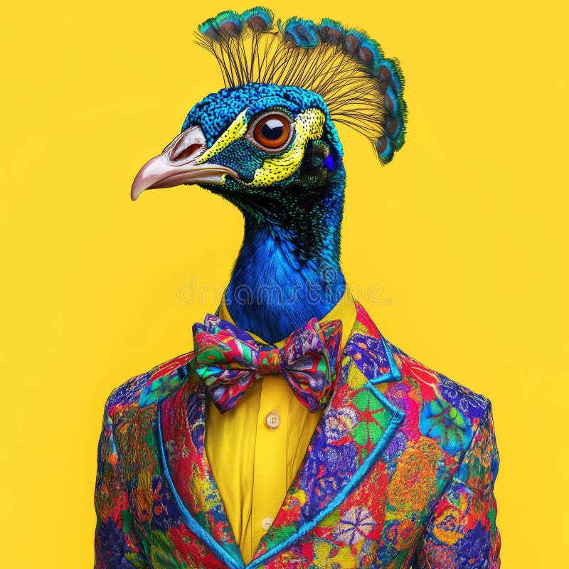 A Bold and Vibrant Peacock, Dressed in a Tailored Business Suit ...