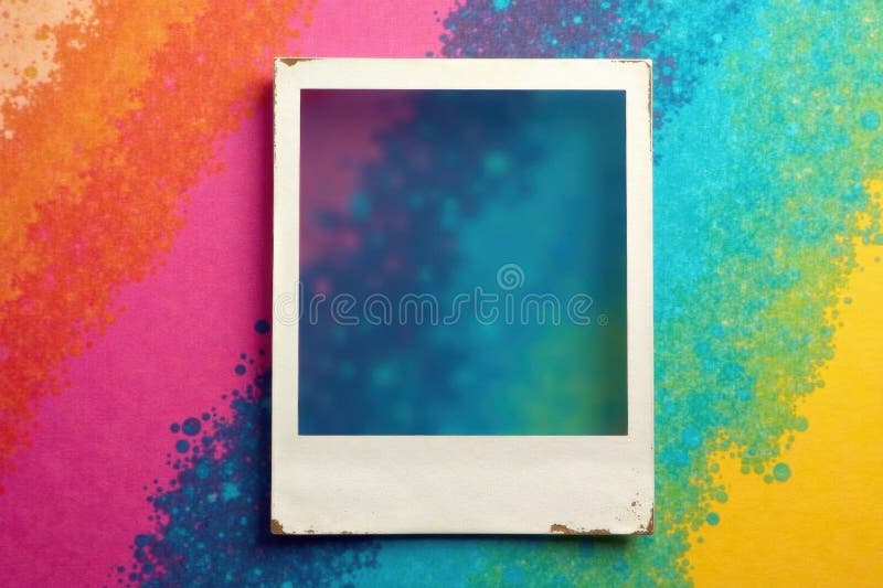 Bold, Vibrant Polaroid Frame with Geometric Linework Border , Illusion ...