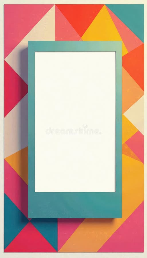 Bold, Vibrant Polaroid Frame with Geometric Pattern , Colorful, Collage ...