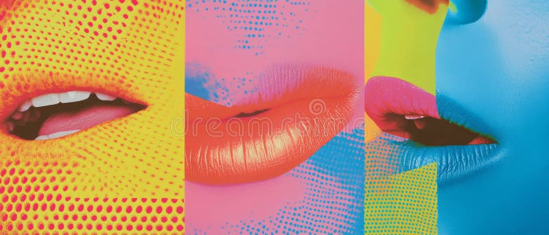 Bold and Vibrant Pop Art Lips Create a Striking Visual Statement Stock ...