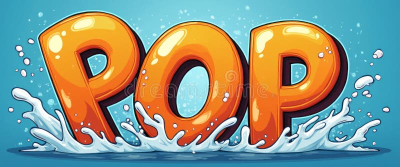 Bold and Vibrant POP Lettering Splashing through Water Stock Image ...