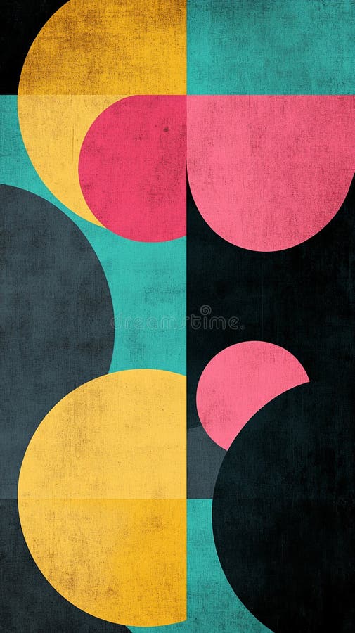 Bold and Vibrant Retro Color Block Geometric Pattern Design Stock ...