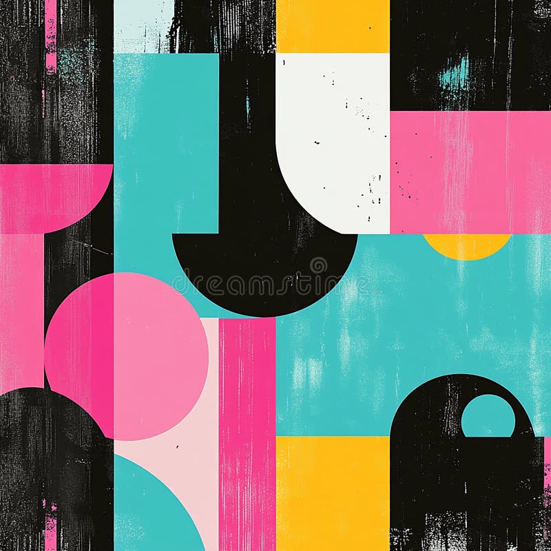 Bold and Vibrant Retro Color Block Geometric Pattern Design Stock ...