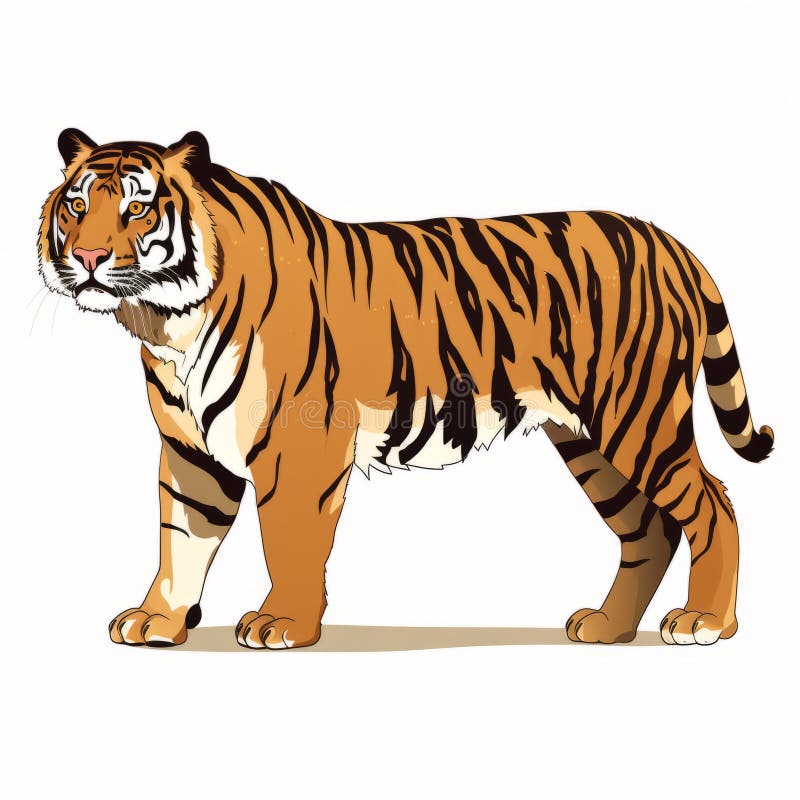 Bold and Vibrant Silhouette of a Cute Tiger in Vector Primitive Drawing ...
