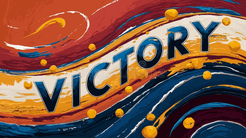 Bold Victory Abstract Design with Colorful Waves and Sphere Elements ...