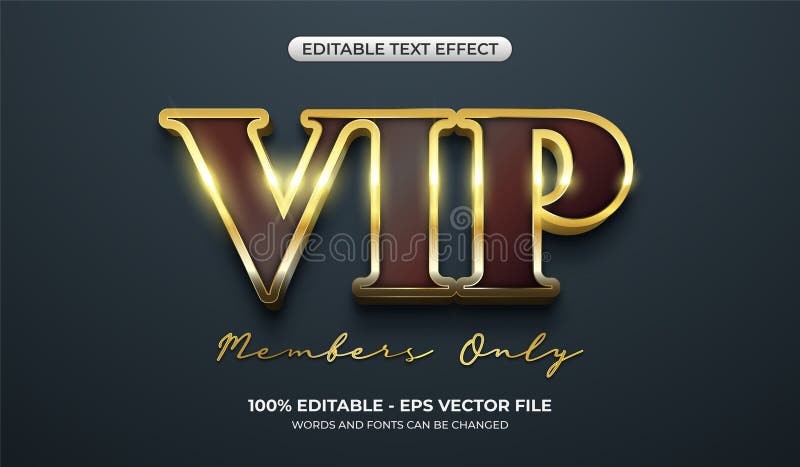 Bold VIP Text Effect with Editable Realistic Shiny Gold Border. 3d Text ...