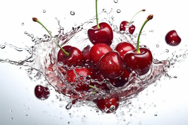 Cinematic Cherry with Water Splashes Stock Illustration - Illustration ...