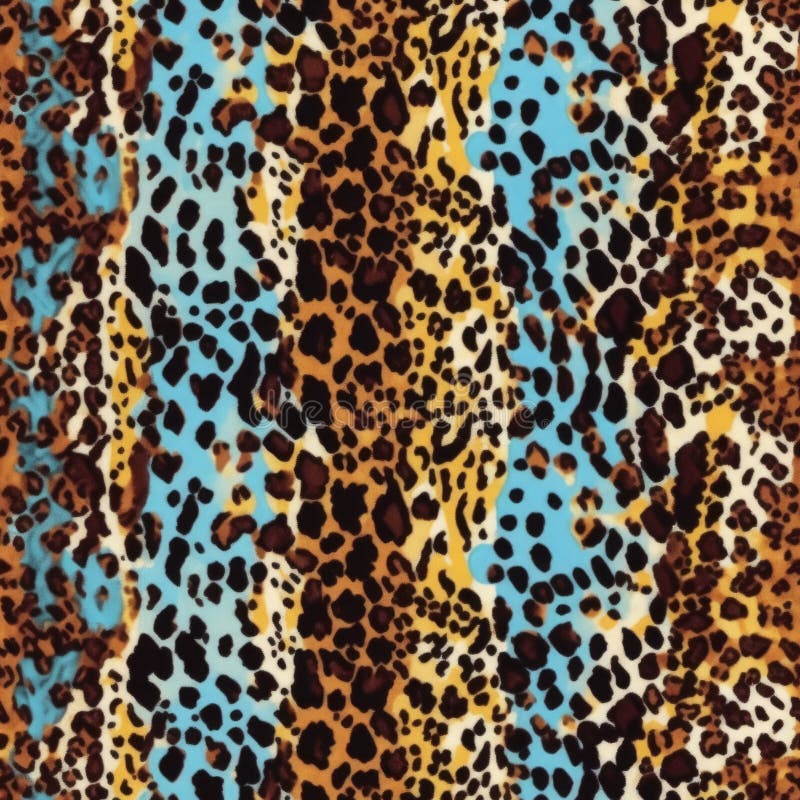 A Bold and Vivid Seamless Pattern Featuring Leopard Spots in Turquoise ...