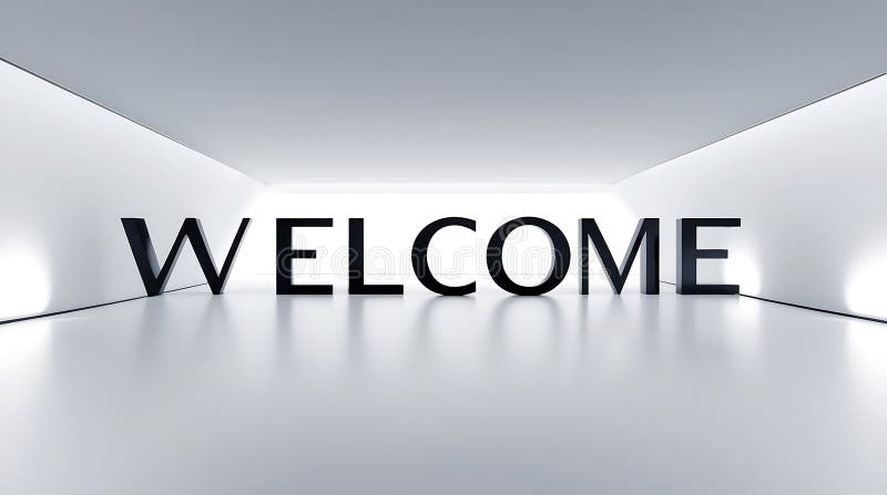 Bold Welcome Sign in a Modern, Minimalist Interior Space with Soft ...
