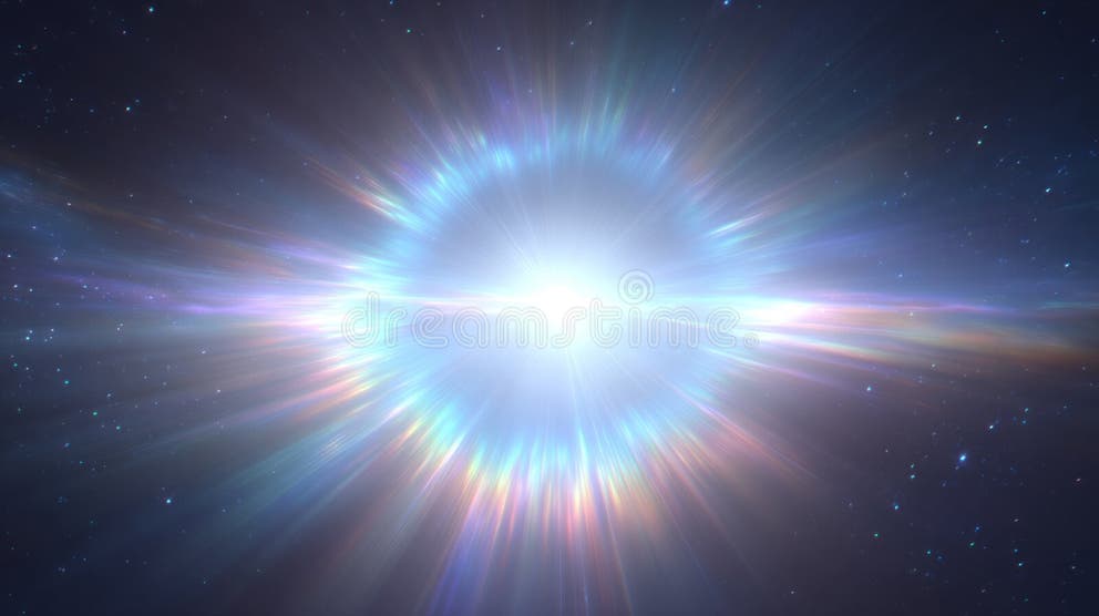 Bold White Core Surrounded by Sharp Rainbow Spikes and Halo of Drifting ...