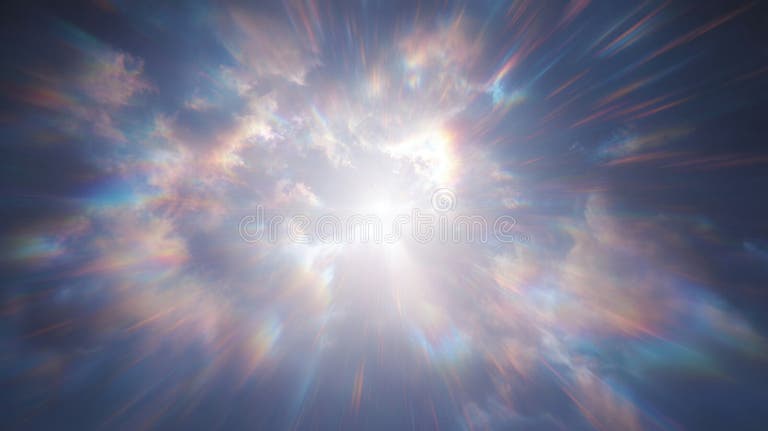 Bold White Core Surrounded by Sharp Rainbow Spikes and Halo of Drifting ...