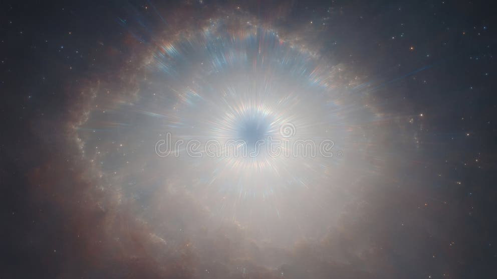 Bold White Core Surrounded by Sharp Rainbow Spikes and Halo of Drifting ...
