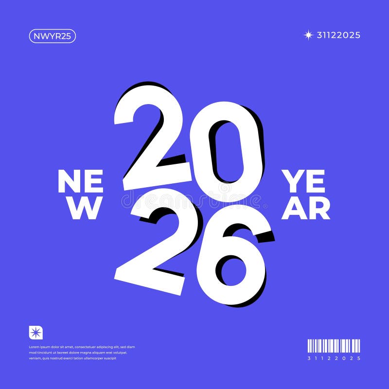 Bold White 2026 Graphic with New Year Text on a Vibrant Blue Background ...