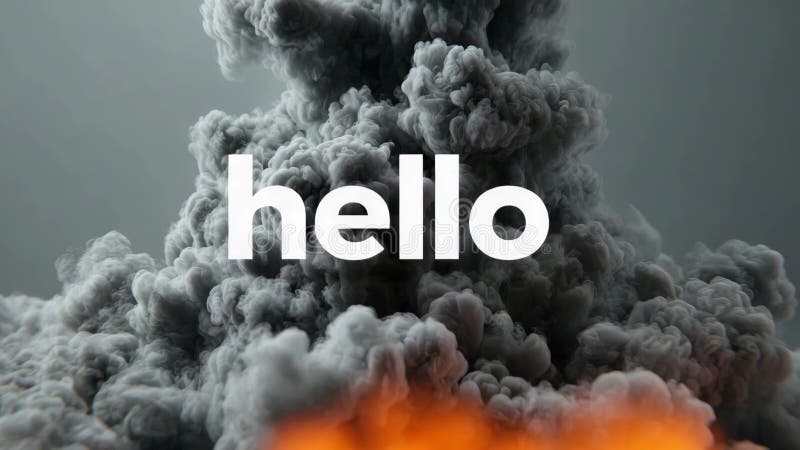 Bold White Hello Text Over Dramatic Dark Smoke Cloud with Subtle Fire Glow. Stock Video - Video ...