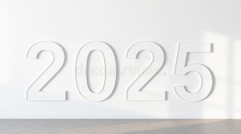 Bold White Numbers 2025 Bright Minimalistic Wall Background Stock ...