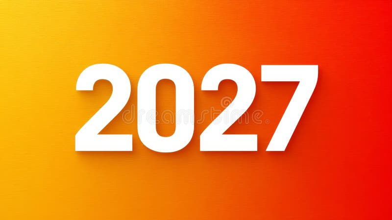 2027 Bold White Numbers Stand Out on a Vibrant Orange and Yellow ...