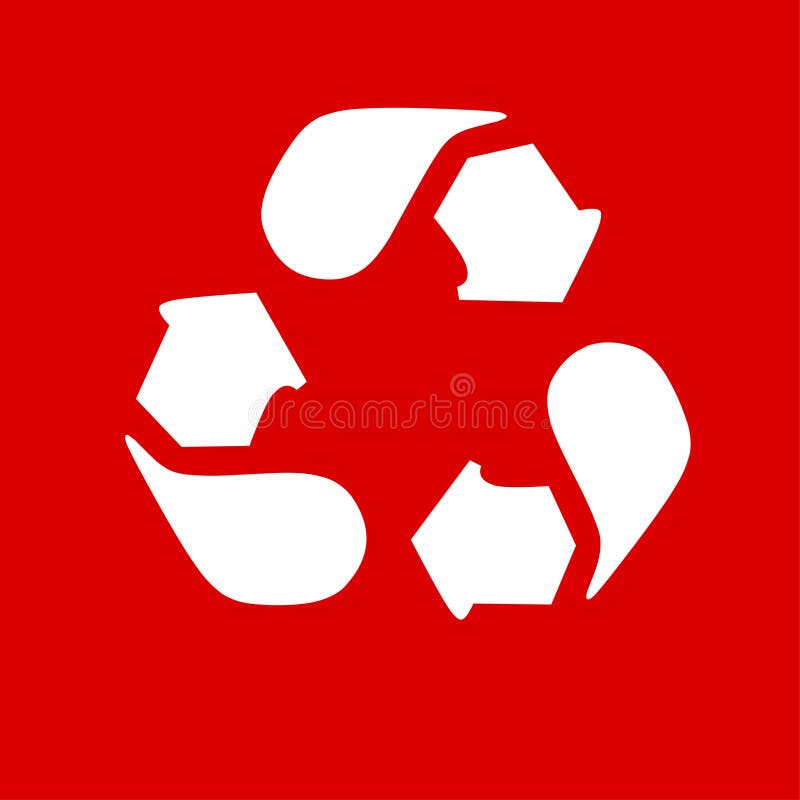 Recycling Symbol on Red Background Stock Illustration - Illustration of ...