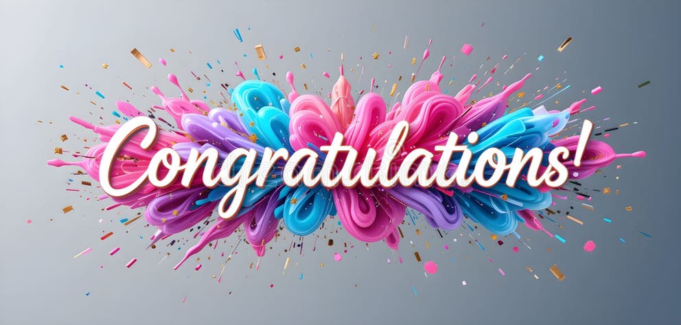 Bold White Script Spells "Congratulations!" Against a Vibrant, Multi ...