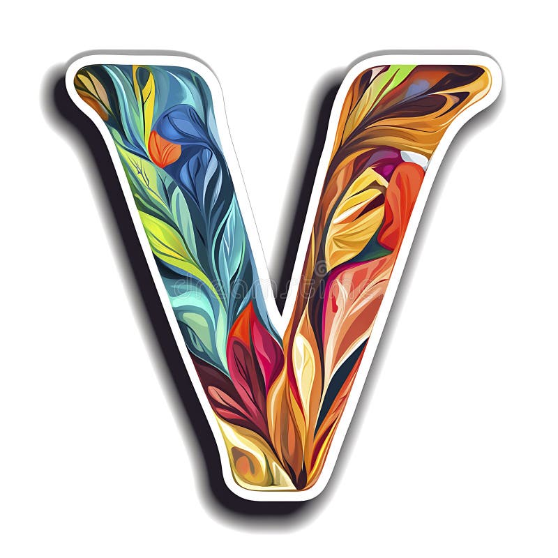 Bold White Sticker Letter V on Clean Background Stock Image - Image of ...