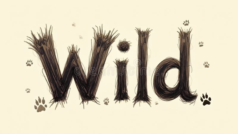 Bold Wild Text with Animal Paw Prints Stock Illustration - Illustration ...