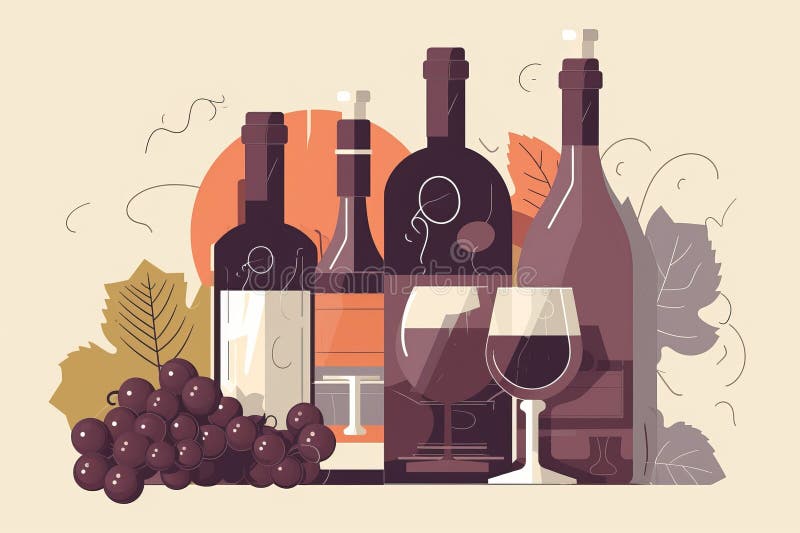 Bold Wine Vector Graphic Illustration. Generative Ai Stock Illustration ...