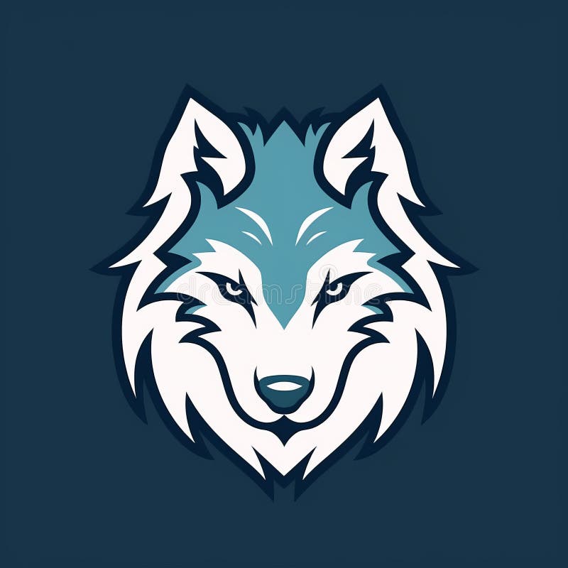 Bold Wolf Head Mascot Design with Dark Blue and Light Aquamarine Stock ...