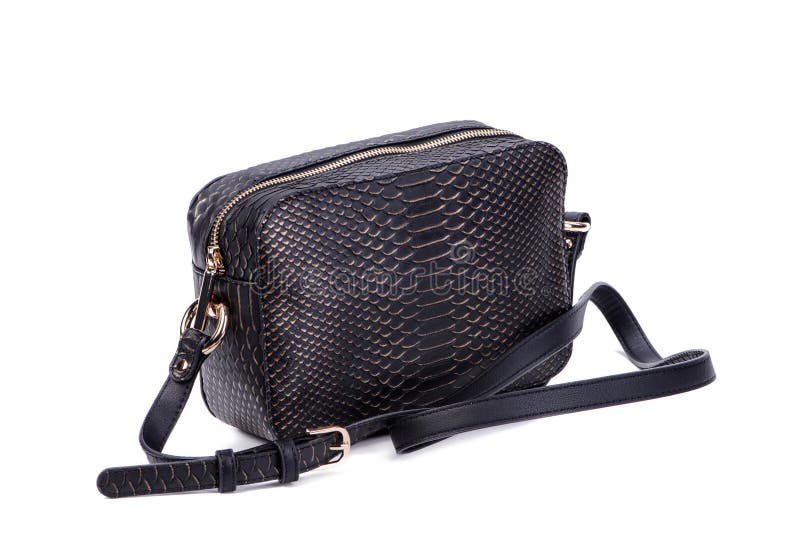 Bold Women S Black Python Leather Bag with Shoulder Strap and Zipper ...