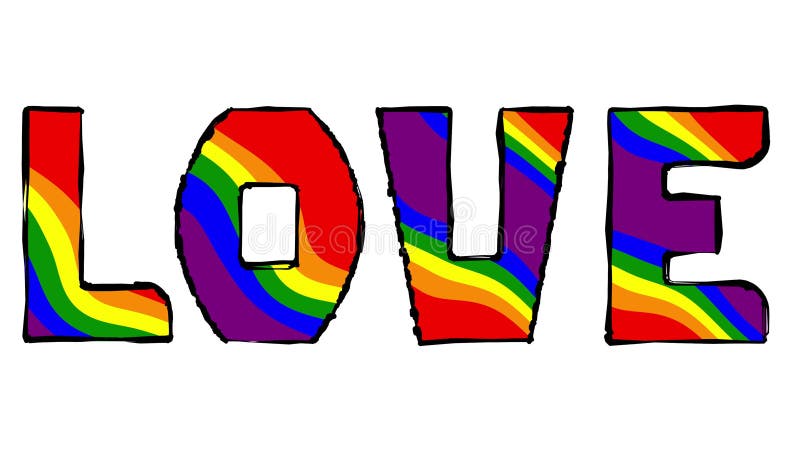 Bold Word Love Written in Animated Rainbow Colored Characters Stock ...