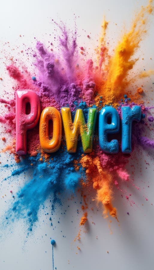 Colorful Explosion of the Word Power Surrounded by Vibrant Powder Stock ...