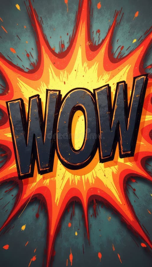 Bold WOW explosion graphic stock image. Image of captivating - 358708769