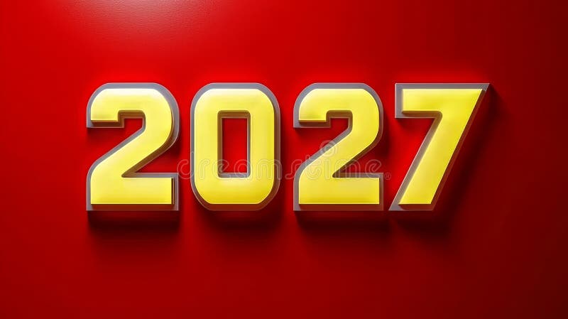Bold 2027 Year on a Vibrant Red Background, Announcing the Future Year ...