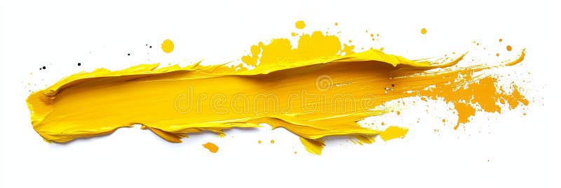 Bold Yellow Acrylic Paint Stroke Isolated on White Background, Vibrant ...